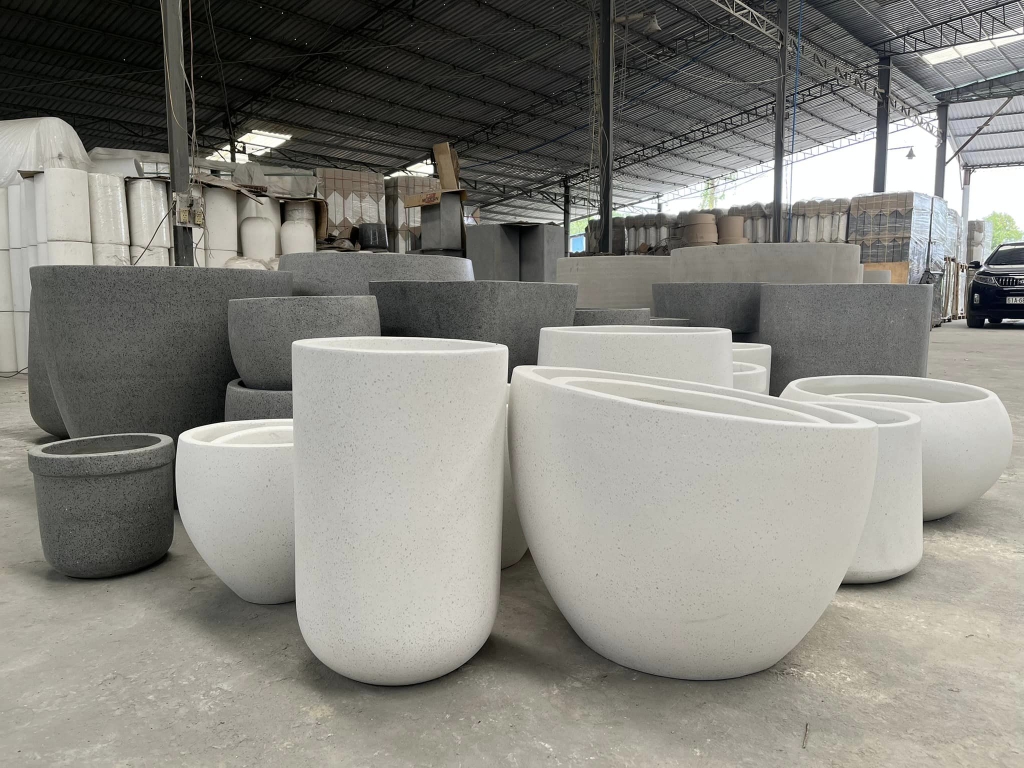 White Terrazzo Collection - Concrete pottery. - PLT Garden Co,.LTD