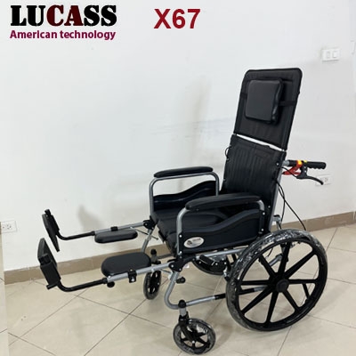 Xe lăn đa năng Lucass X67 bánh đúc, có bô vệ sinh ngả nằm chống lật Y TẾ THÁI HƯNG