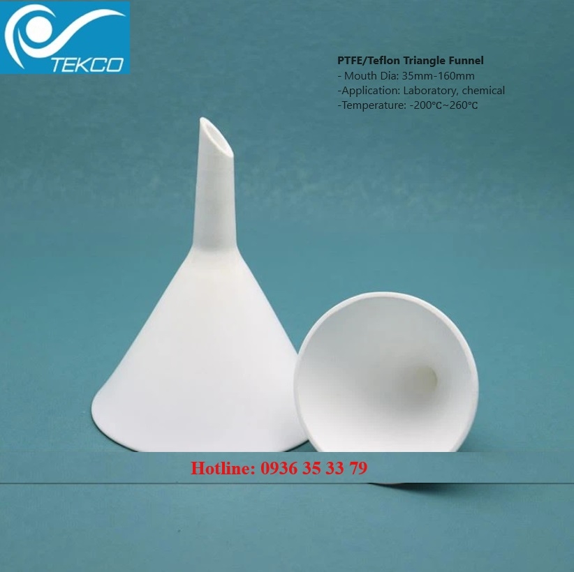 Phễu rót PTFE, PTFE Triangle Funnel, chịu nhiệt độ cao -200 ~ 260°C ...