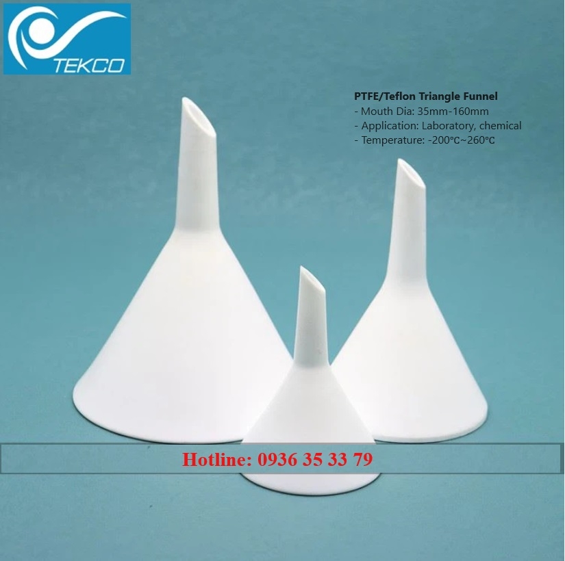 Phễu rót PTFE, PTFE Triangle Funnel, chịu nhiệt độ cao -200 ~ 260°C ...