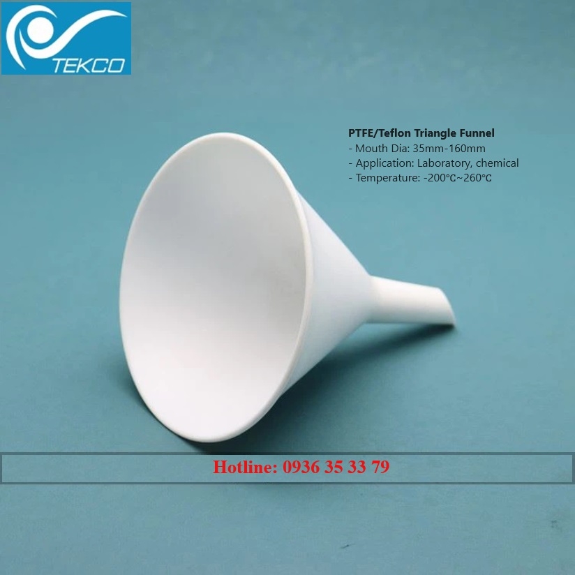 Phễu rót PTFE, PTFE Triangle Funnel, chịu nhiệt độ cao -200 ~ 260°C ...