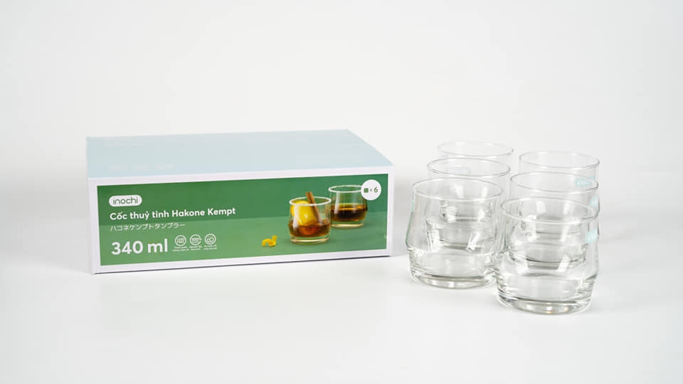 Bộ 6 cốc thuỷ tinh Hakone Kempt 340 ML Đồ gia dụng Inochi