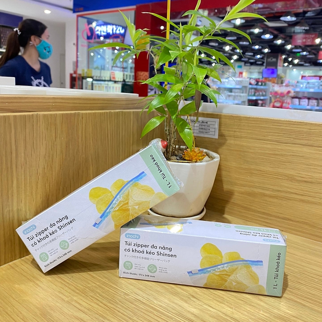 Túi zipper đa năng Shinsen 1L (có khoá kéo loại xanh) Đồ gia dụng Inochi