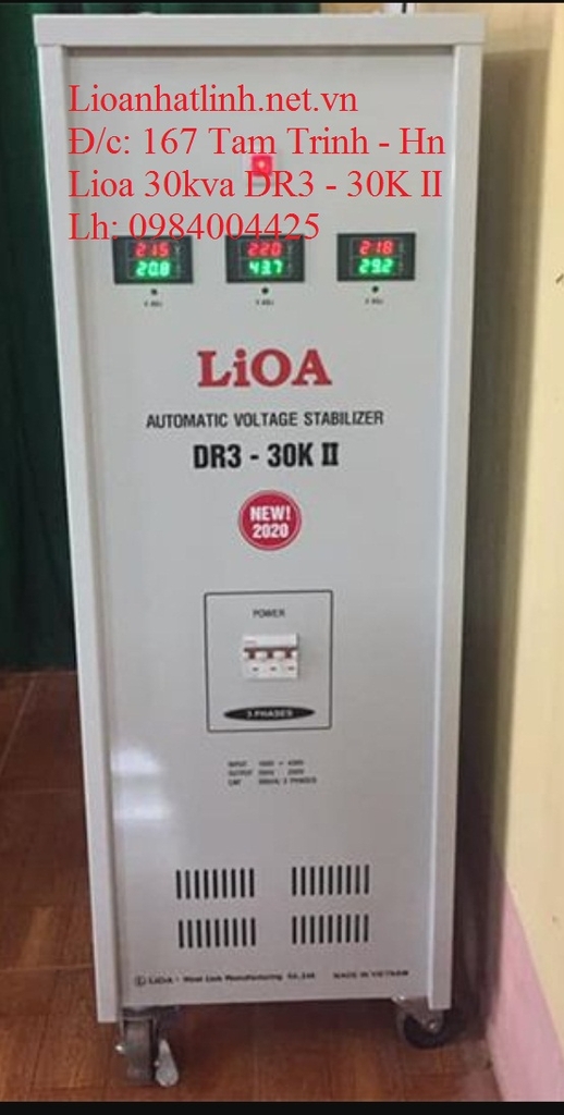 ỔN ÁP LIOA 30KVA 3 PHA DR3 - 30K II ĐỜI MỚI 2022 - 2023, DÂY ĐỒNG 100%