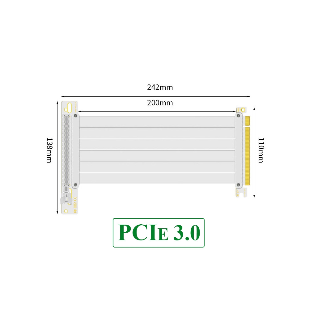 Riser 90 độ SHK 3.0 - PCIE x16 WHITE (MÀU TRẮNG/ 20CM/ CHƯA KÈM GIÁ ĐỠ)