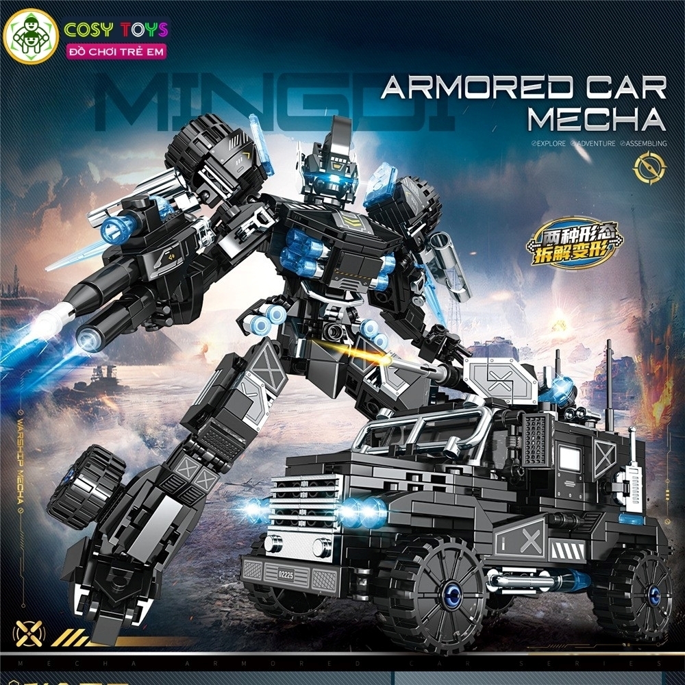 Đồ chơi lắp ghép xếp hình chiến binh robot biến hình 2 trong 1 thành xe ...
