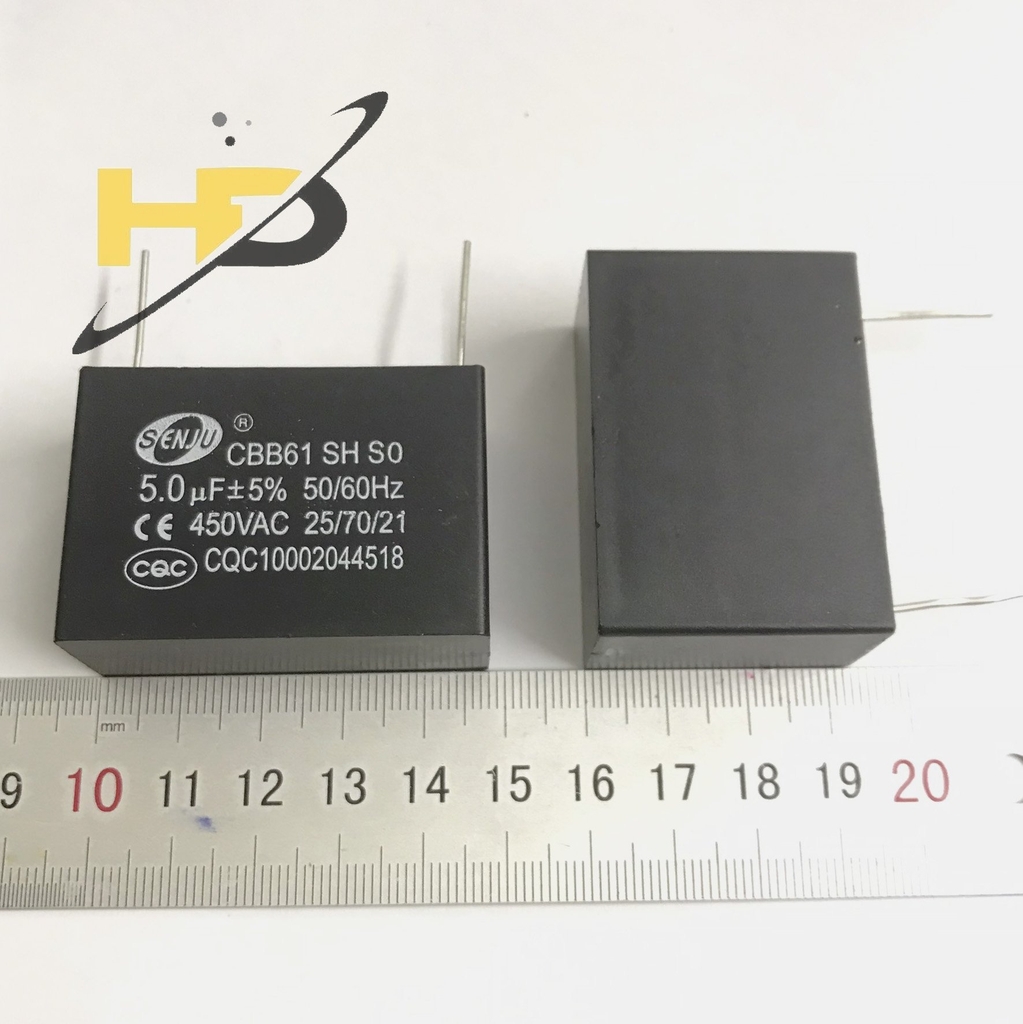 Tụ Quạt CBB61 5uF 450VAC Chân Hàn Mạch PCB