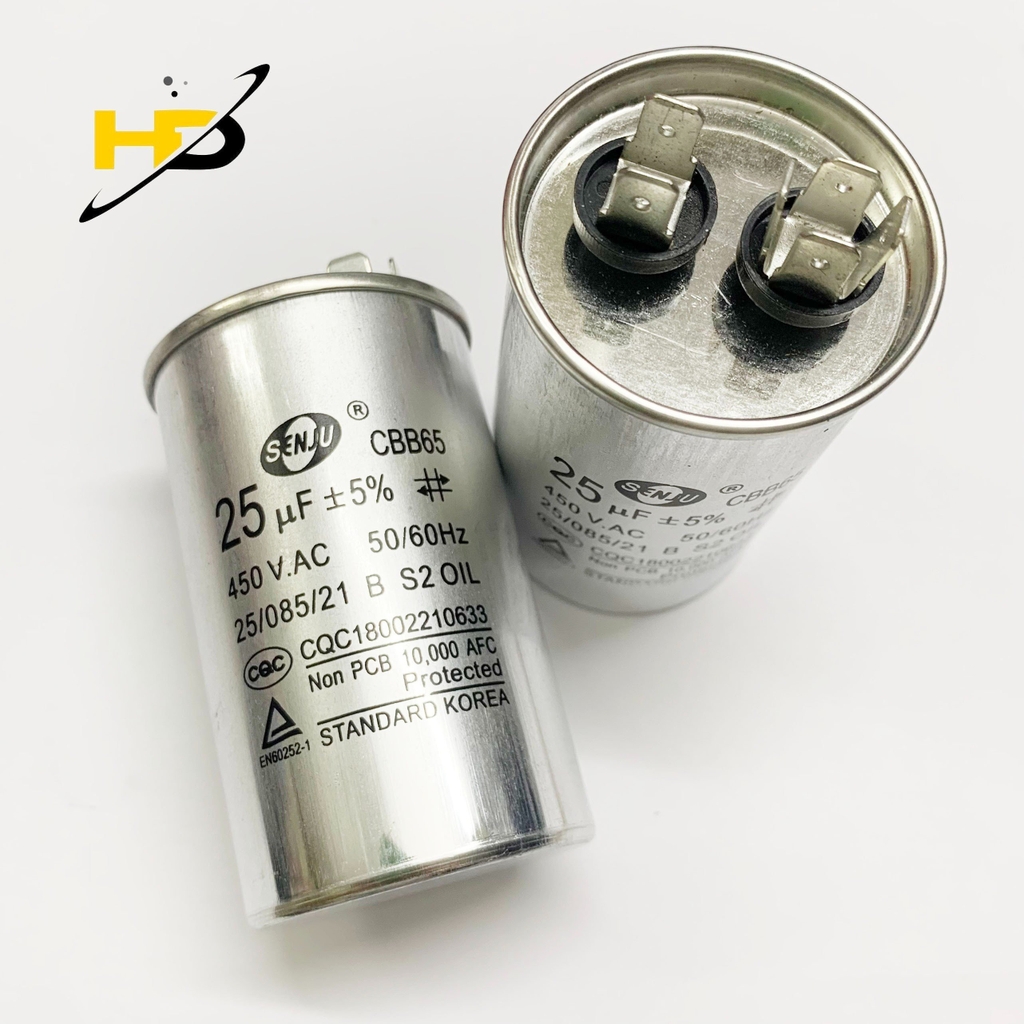 Tụ Điện CBB65 SENJU 25uF 450V Dùng Cho Động Cơ Xoay Chiều