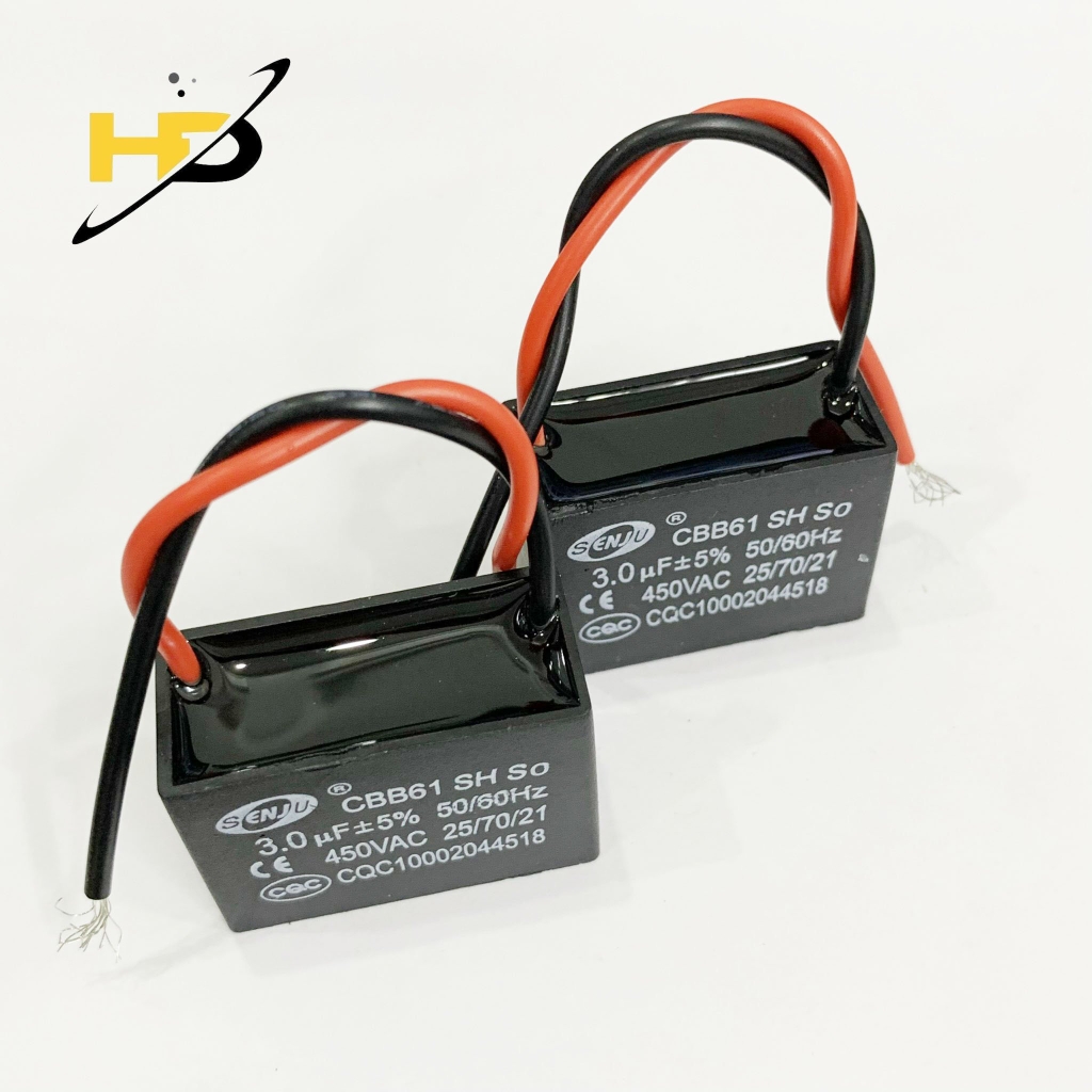 Tụ Quạt Điều Hòa 3uF 450VAC Loại Dây SENJU