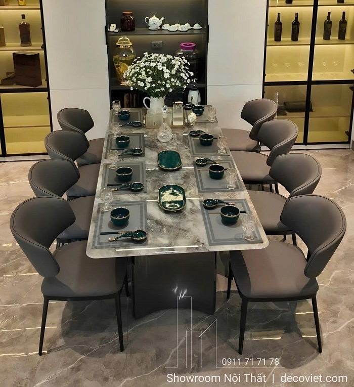 Bàn Ăn 8 Ghế Mặt Đá Cao Cấp 2892S | Sang Trọng, Hiện Đại