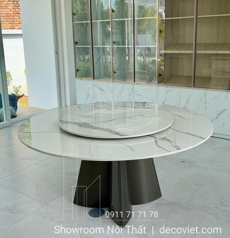 Bàn Ăn Tròn Xoay 1m6 1598S | Bàn Ăn Tròn Mặt Đá Sang Trọng!