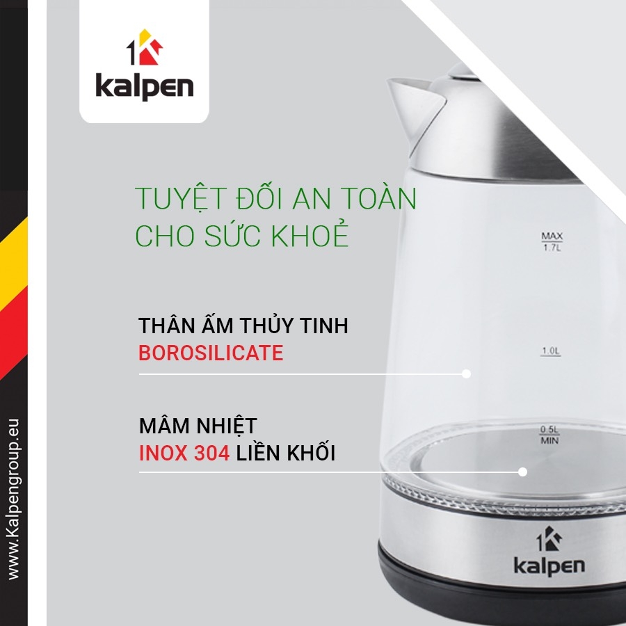 Ấm đun nước siêu tốc thủy tinh điều chỉnh nhiệt độ Kalpen KK88 | ĐIỆN ...