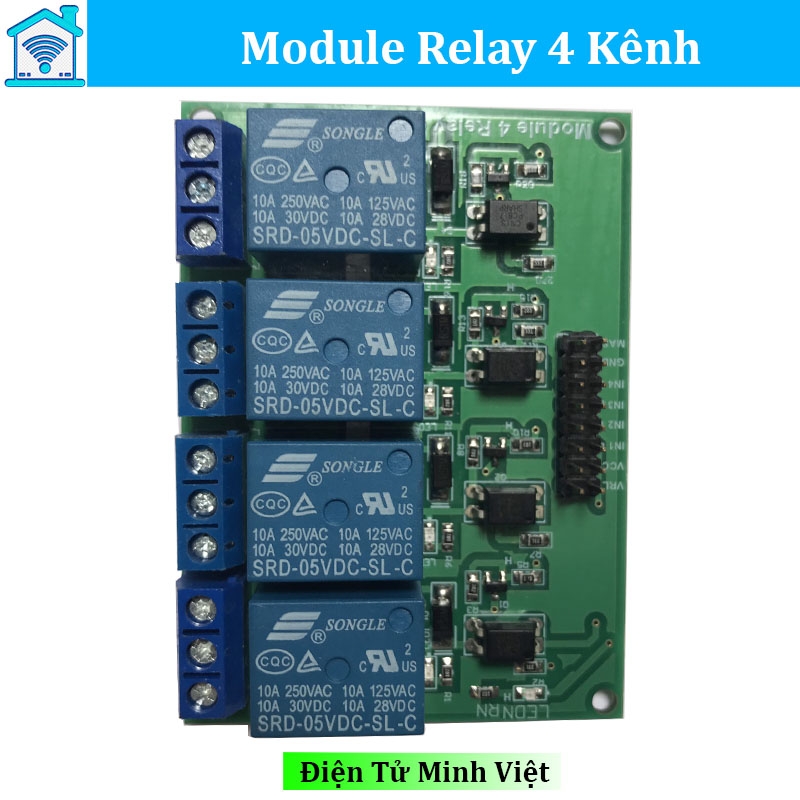 Module Relay 5V 4 Kênh 10A Cách Ly Quang Điện tử Minh Việt