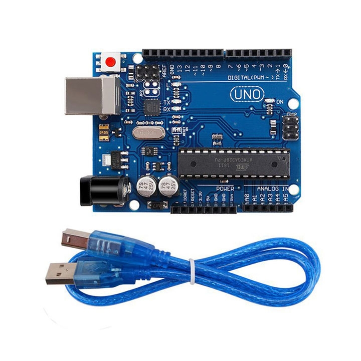 Mạch Arduino UNO R3 ATMEGA16U2 Chip Cắm - Tặng Kèm Cáp Nạp Code