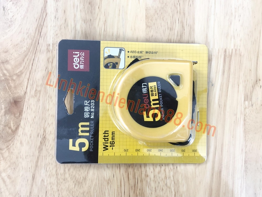 Thước Cuộn Thép Deli 5m*16mm Mới, Chính Hãng 100%. Linh Kiện Điện Lạnh 88