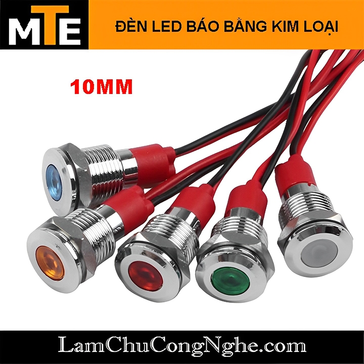 Đèn LED báo chống nước vỏ kim loại 10mm MTE