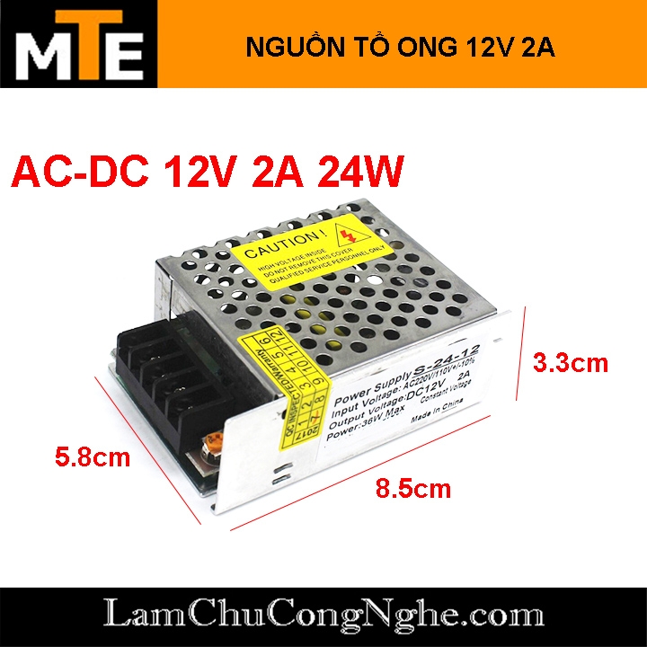 Nguồn tổ ong, nguồn led 12V 2A S-24-12 MTE