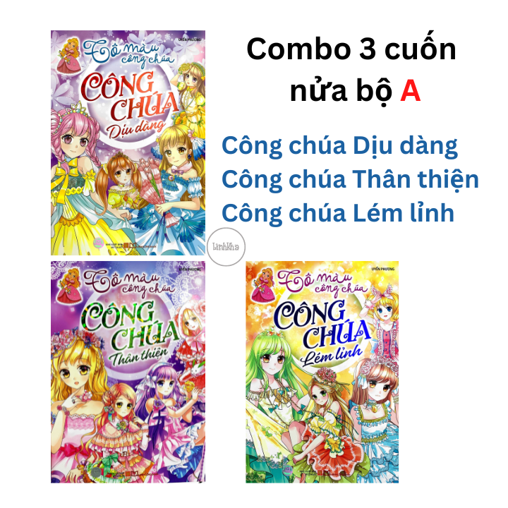 Combo 3A Sách Tô màu công chúa (Dịu dàng - Thân thiện - Lém lỉnh) -Minh ...