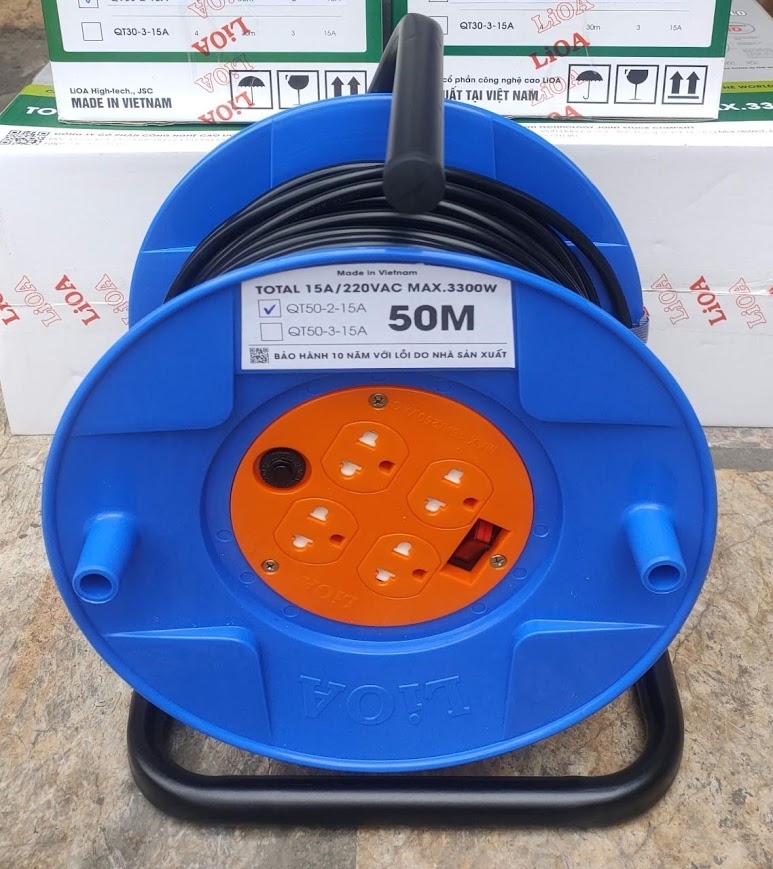 Ổ CẮM KÉO DÀI LIOA RULO 50M MODEL QT50 - 2- 15A GIÁ RẺ BÁN CHẠY NHẤT