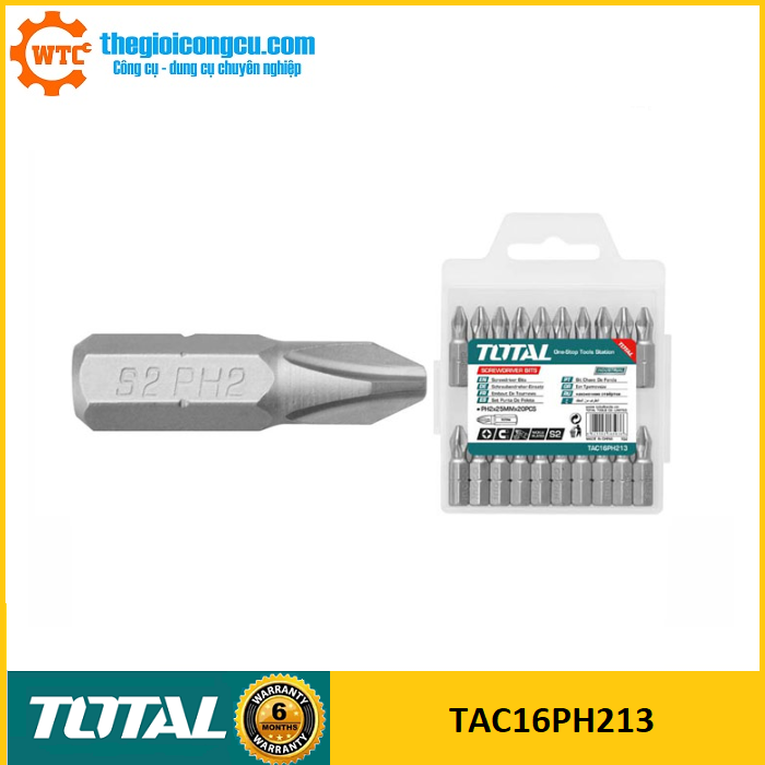 Bộ mũi vít bake 20 chi tiết PH2 Total TAC16PH213