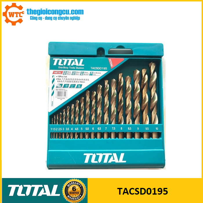 Bộ 19 mũi khoan kim loại HSS Total TACSD0195