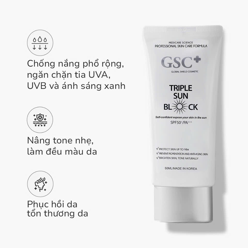 GSC TRIPLE SUN BLOCK: Kem Chống Nắng Phổ Rộng - Bảo Vệ Toàn Diện & Dưỡng Da Khỏe Mạnh