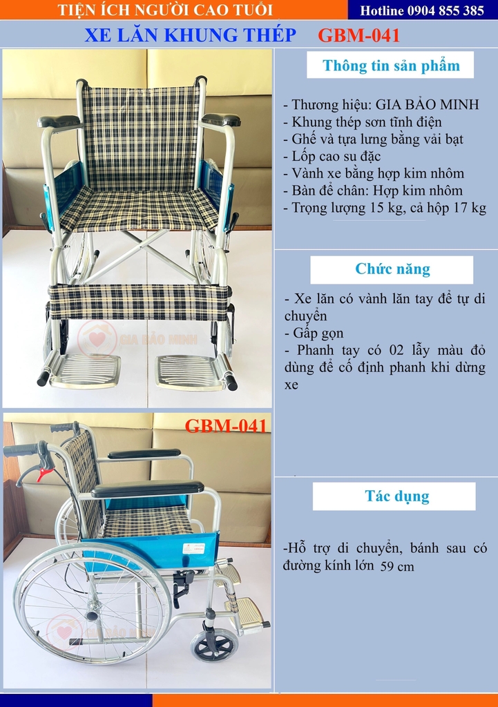 Xe Lăn Tay Vải Ca-rô, Khung Sơn, Có Thắng GBM-041 | Dcyk.vn︱ Dụng cụ y khoa, Thiết bị y tế ...