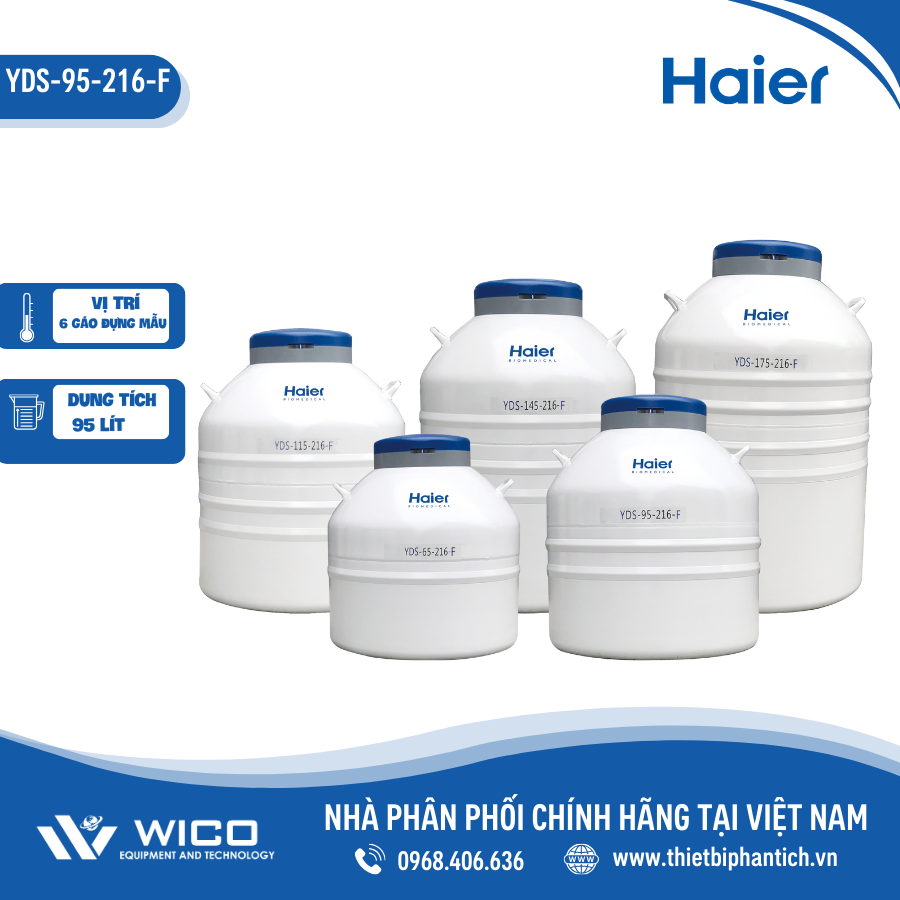 Bình Đựng Nitơ Lỏng Dung Tích 65 - 175 Lít Haier Biomedical YDS-F Series | Thiết Bị Phân Tích™