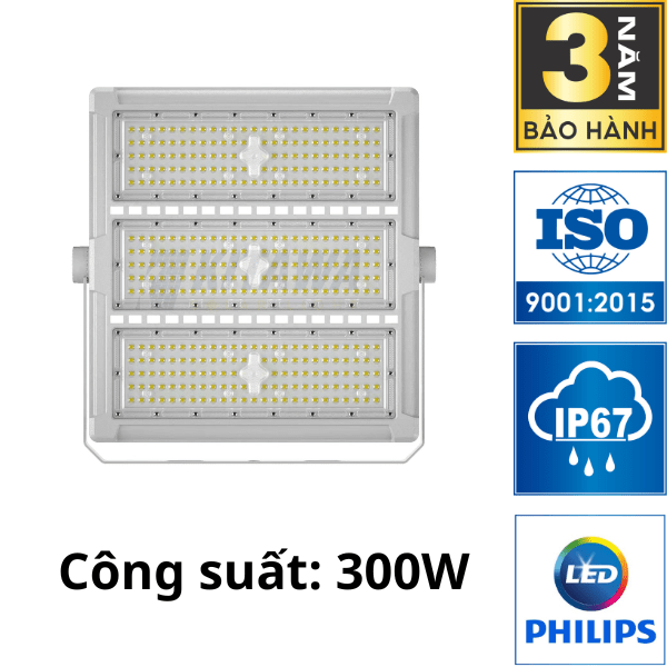 Đèn Pha LED 300W Chip LED Philips Cao Cấp 3 Khoang KITAWA - AC.DP05.300