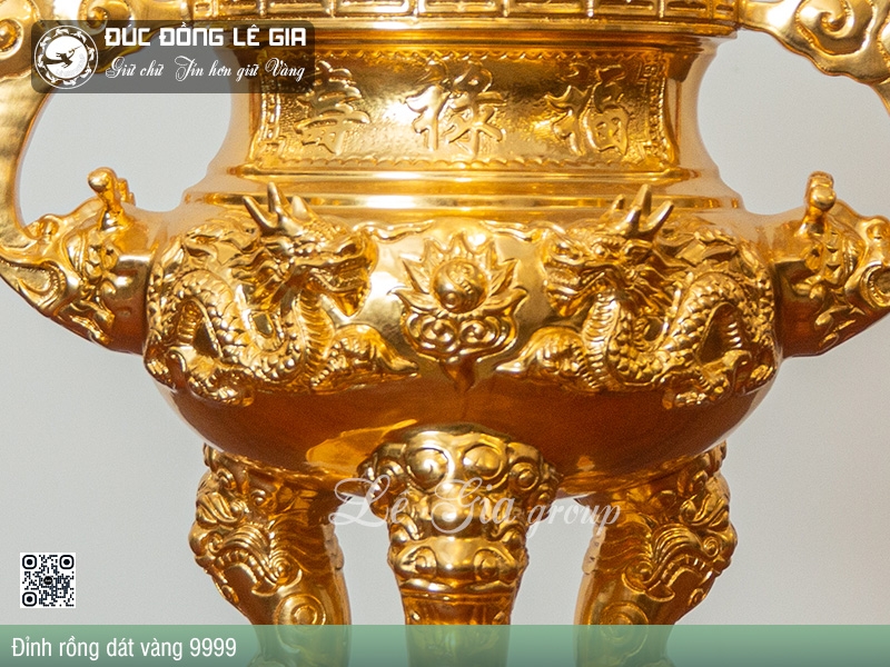Đỉnh Thờ Bằng Đồng Hoa Văn Rồng dát vàng 9999 | Lê Gia Group - Giữ Chữ ...