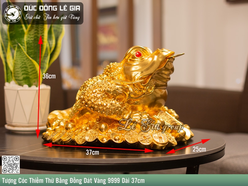 Tượng Cóc Thiềm Thừ bằng đồng dát vàng 9999 dài 37cm | Lê Gia Group ...