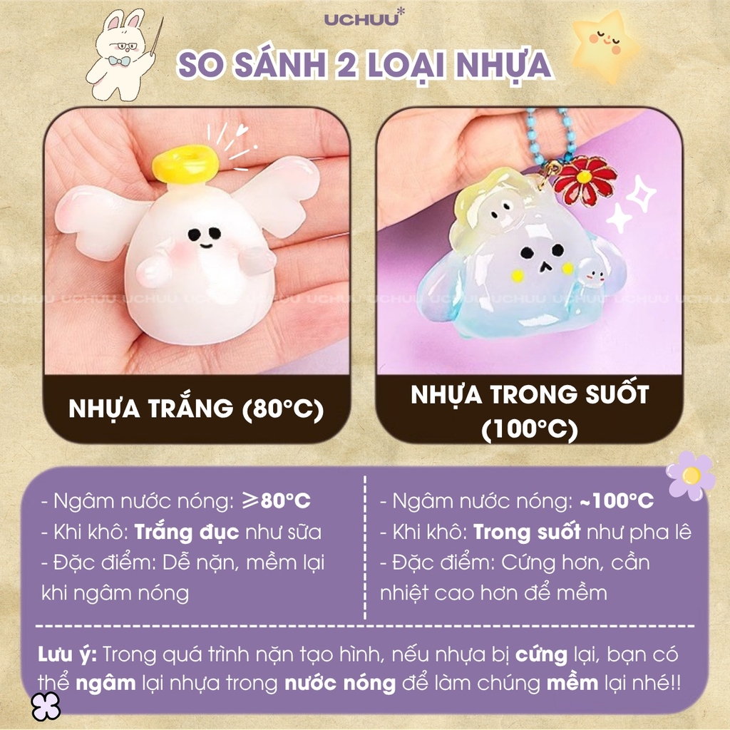 Đất Sét Nhựa Resin UCHUU HANDCRAFT Nhựa Trắng, Trong Suốt Làm Móc Khóa
