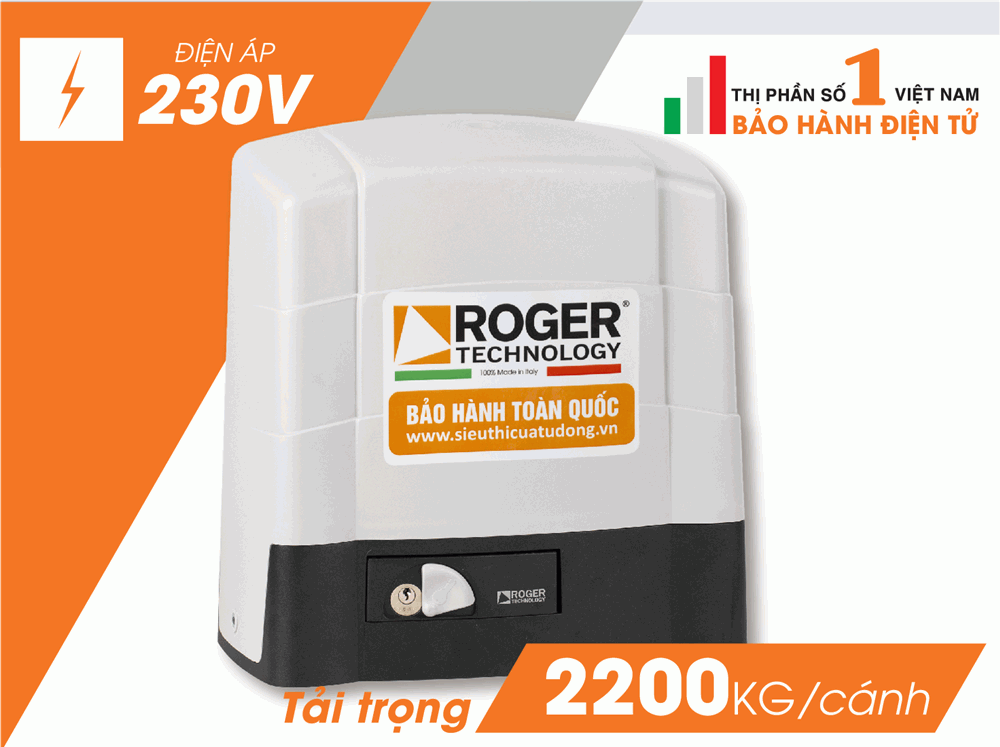 BỘ MOTOR CỔNG TRƯỢT ROGER KIT G30 - 230V Tải Trọng 2200 KG