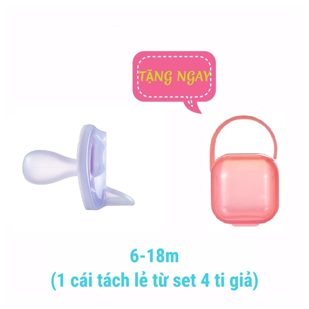 (Tặng hộp đựng) Ti giả, ty ngậm Tommee Tippee Ultra Light từ silicon ...