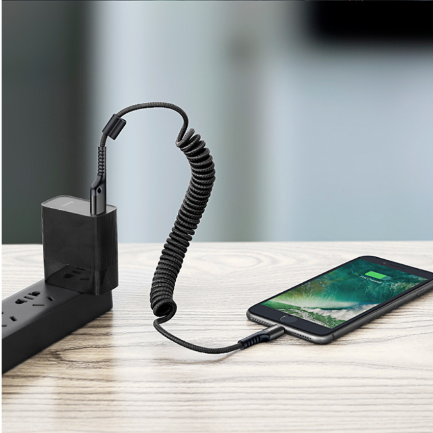 Cáp sạc lò xo đàn hồi USB sang Lightning CALSR Baseus Fish Eye Spring ...