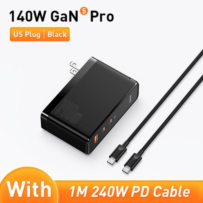 Bộ Sạc Nhanh Baseus GaN 5 Pro Fast Charger 140W (kèm cáp C to C , Type ...