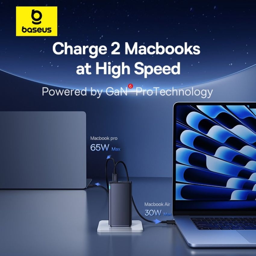 Bộ sạc nhanh 100W Baseus GaN6 Pro Fast Charger 2C+2U (Kèm cáp C to C ...