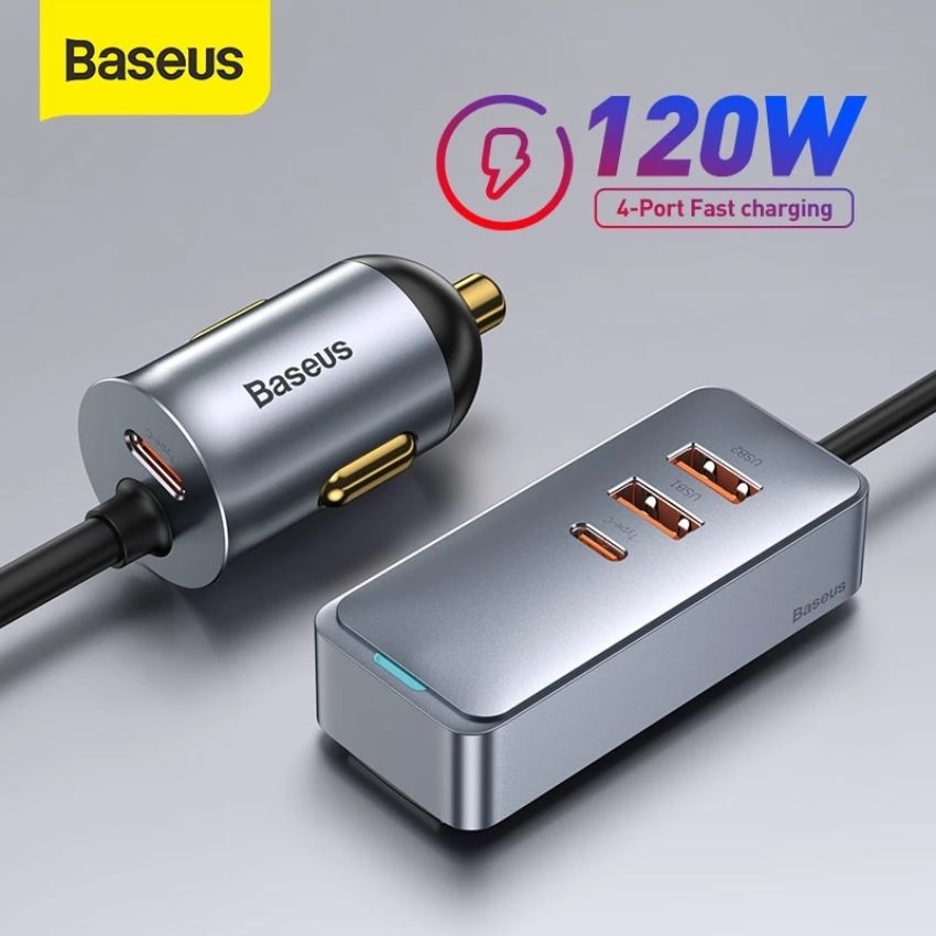 Tẩu sạc nhanh mở rộng 4 cổng 120W Baseus Share Together PPS multi-port ...