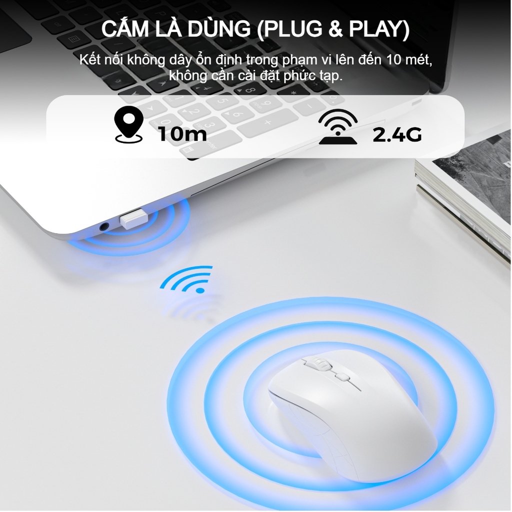 Chuột không dây Choetech KB-002 nhỏ gọn và tiết kiệm pin (Hàng chính ...