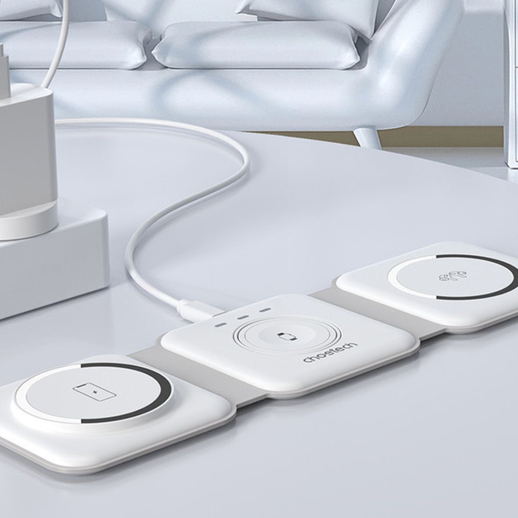 Đế sạc không dây 3in1 gấp gọn Choetech T588 công suất 15w dùng cho ...