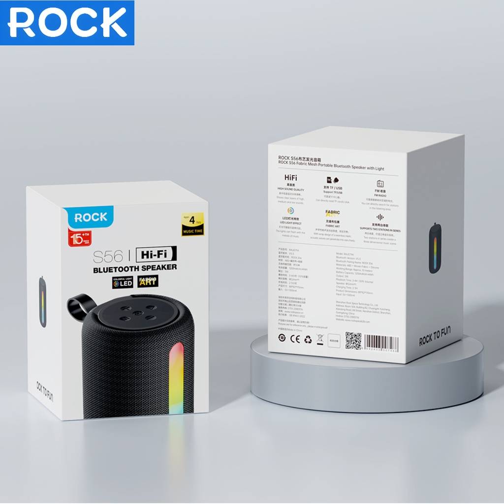 Loa bluetooth di động Rock S56 bọc vải có đèn Led thời trang (Hàng ...