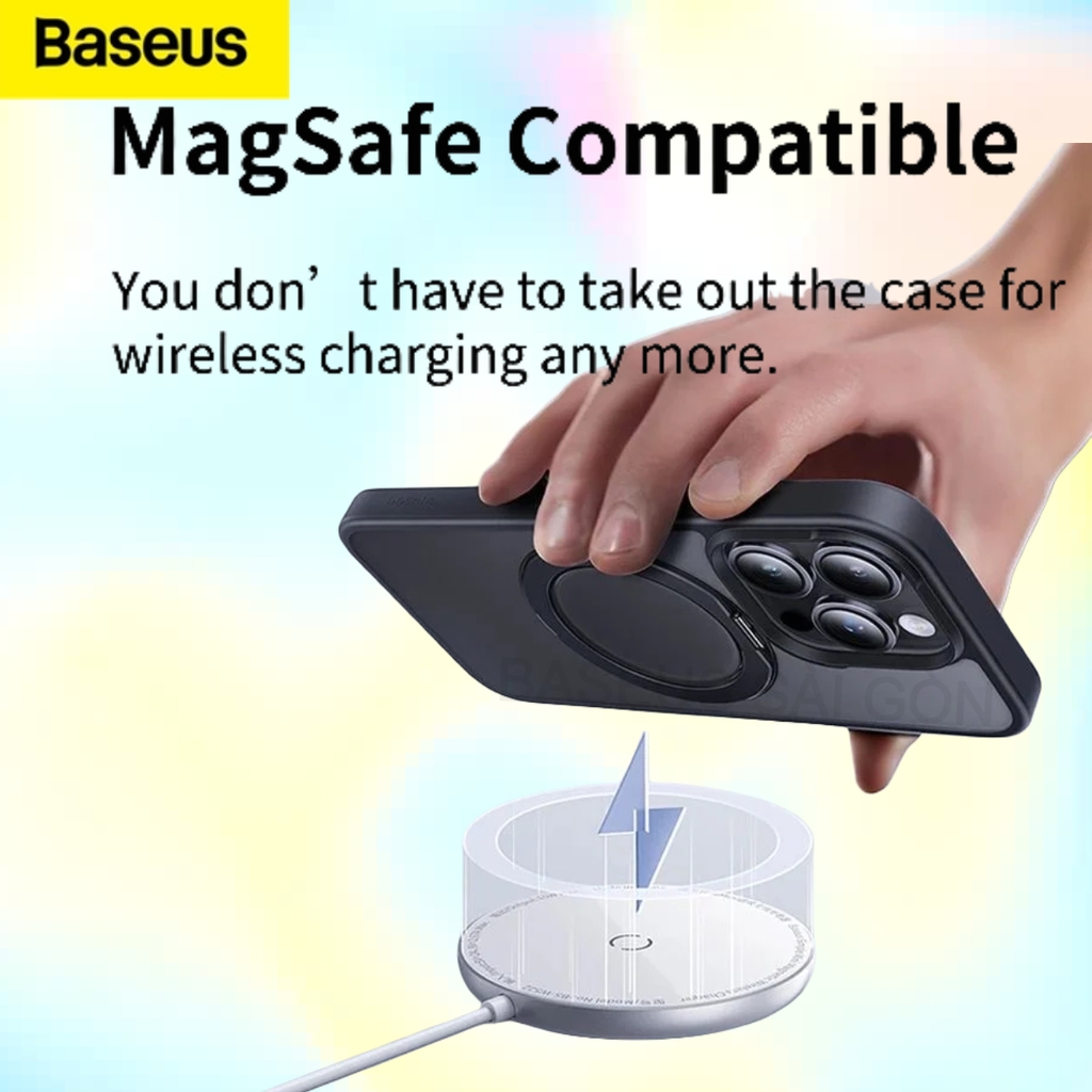 Ốp lưng tích hợp chân đế từ tính baseus skyring series magnetic phone ...