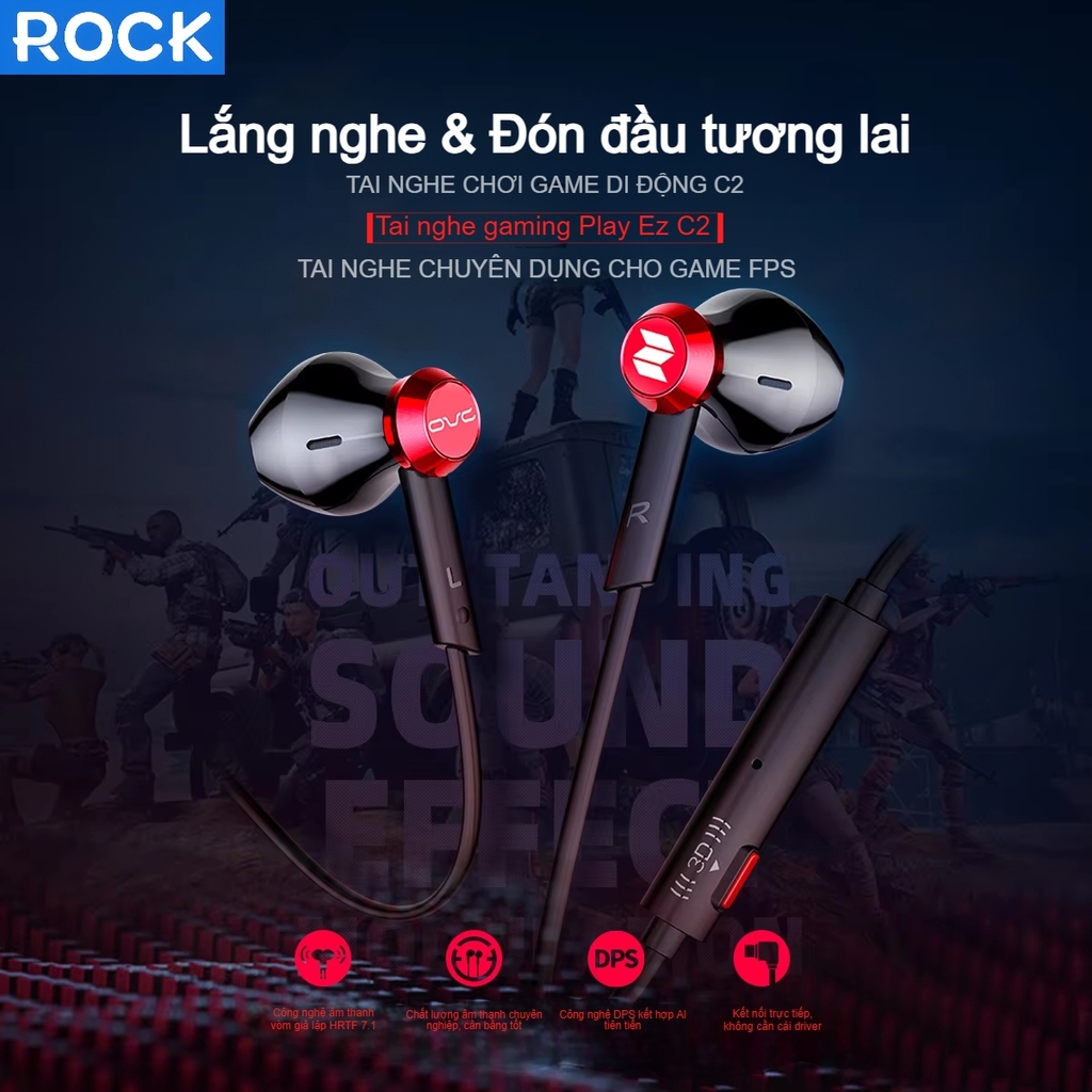 Tai nghe dây chân cắm Type C gaming Rock Space C2 âm thanh stereo cao ...