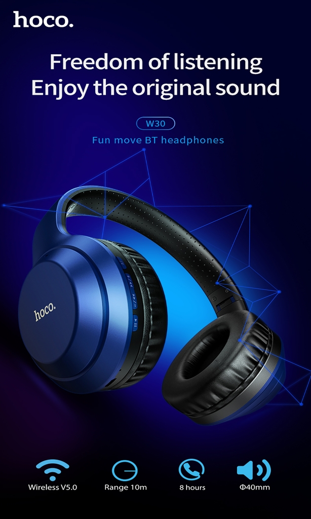 TAI NGHE CHỤP BLUETOOTH HOCO W30 | phukienrongvang.vn