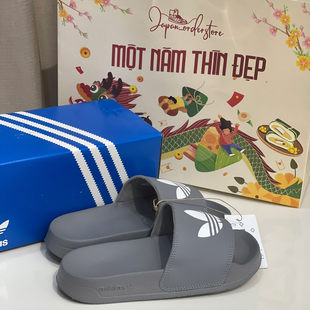 Dép Adidas Adilette Lite Trefoil Grey Cloud White FU7592