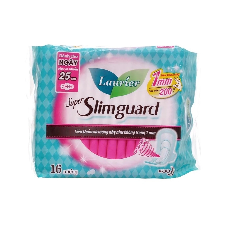 BVS Laurier Super Slimguard 25cm siêu mỏng cánh bảo vệ 1mm - 16 miếng