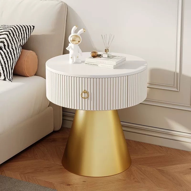 Bàn cạnh sofa tròn nhỏ có hộc gỗ BTSF-22 | Thiết Kế, Thi Công Nội Thất Trọn Gói