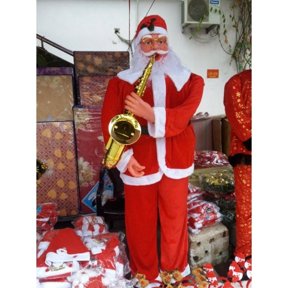 Ông già noel 1m8 Thổi kèn trang trí Noel