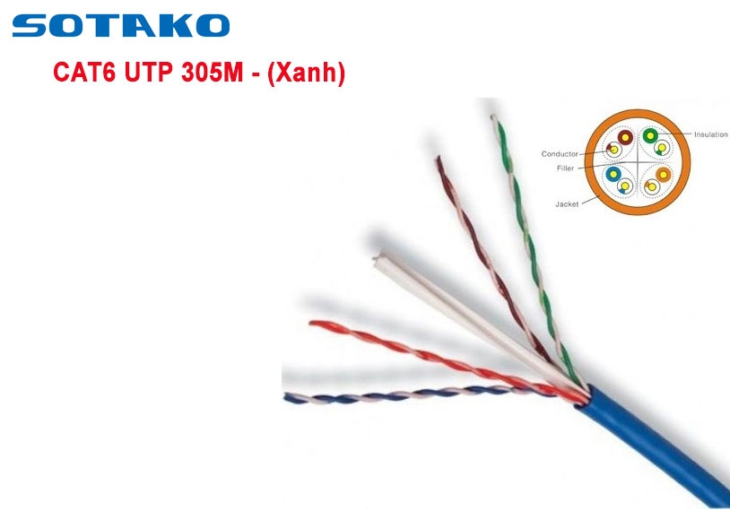 Cáp mạng Cat6 SOTAKO 305M - Màu xanh