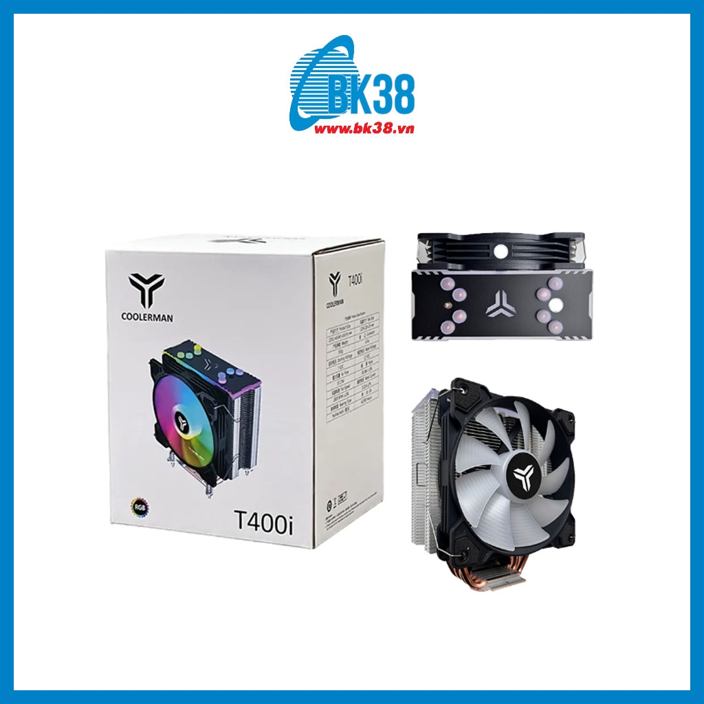 Tản nhiệt khí CPU COOLERMAN T400i LED RGB - BK38